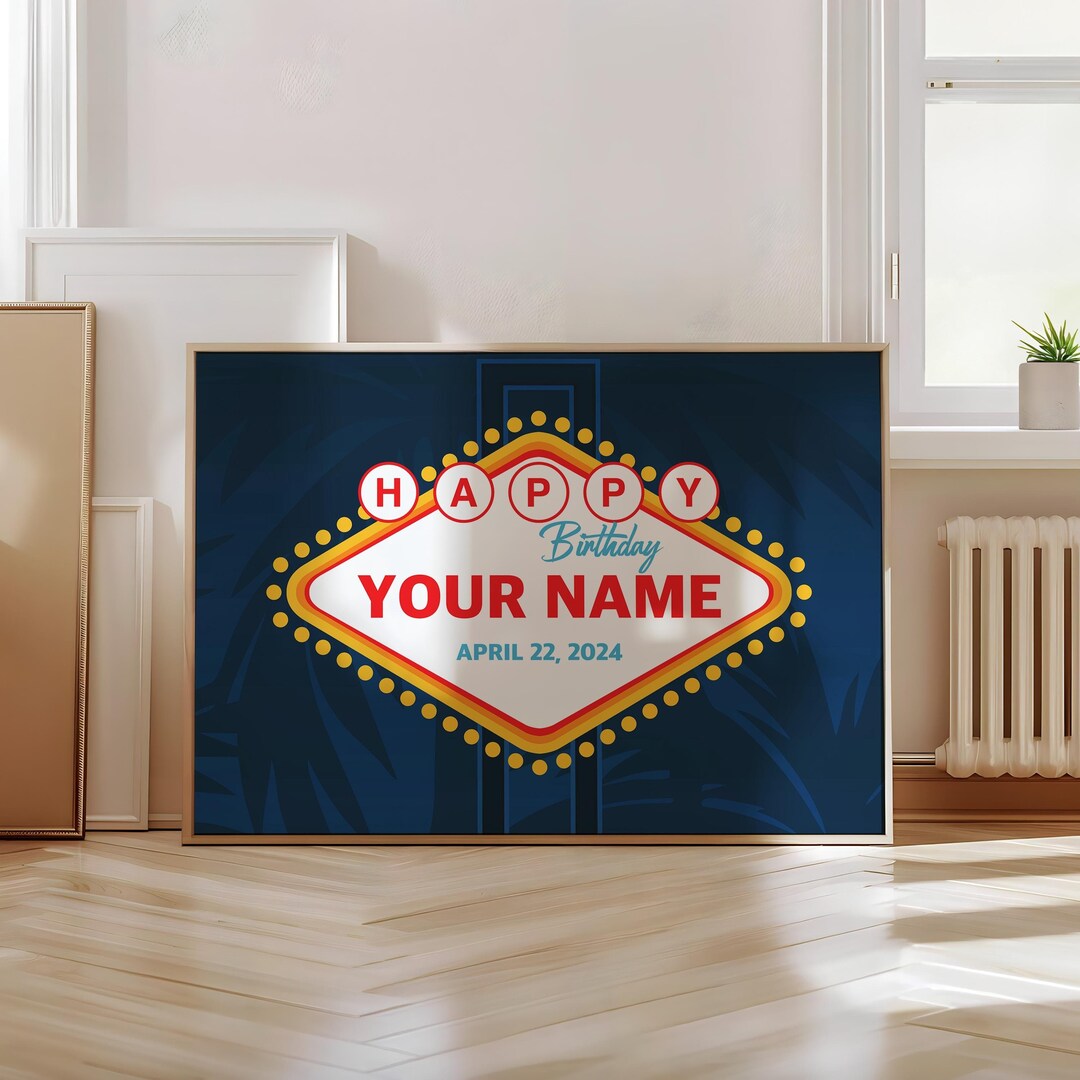 Custom Las Vegas Poster, Personalized Las Vegas Sign Print, Birthday ...