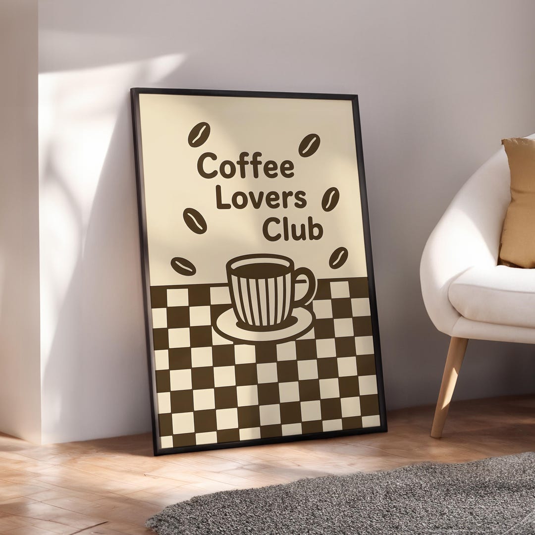 Coffee Lover Club Print, Coffee Poster, Trendy Kitchen Wall Art, Coffee ...