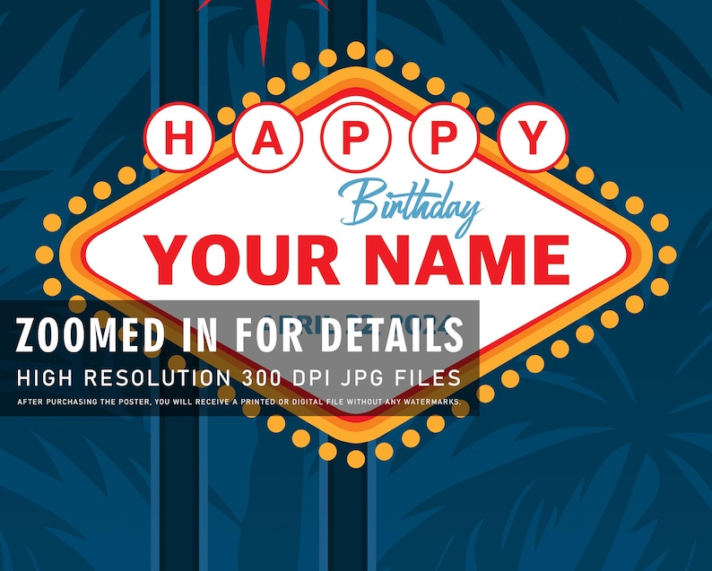 Custom Las Vegas Poster, Personalized Las Vegas Sign Print, Anniversary ...