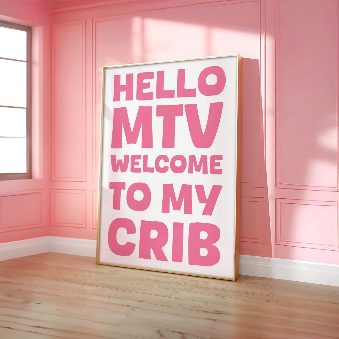 Welcome to My Crib Poster, Trendy Typography Print, Pink Preppy Wall ...