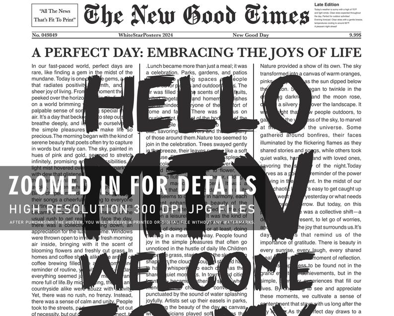 Welcome to My Crib Poster, Positive Wall Art, Trendy Newspaper Print ...