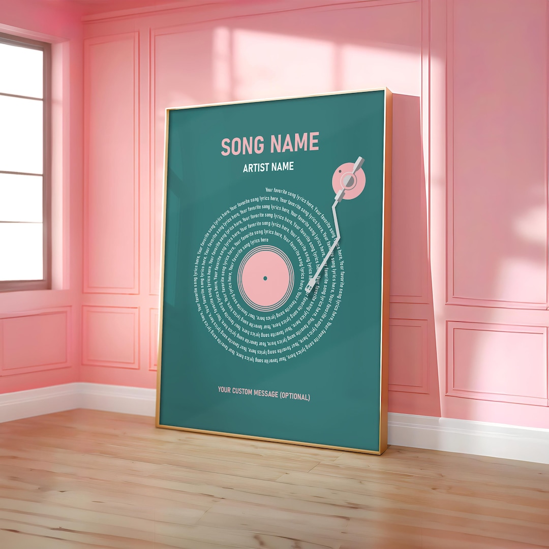 Custom Pink Vinyl Record Lyric Print, Wedding Vinyl Lyric Print ...