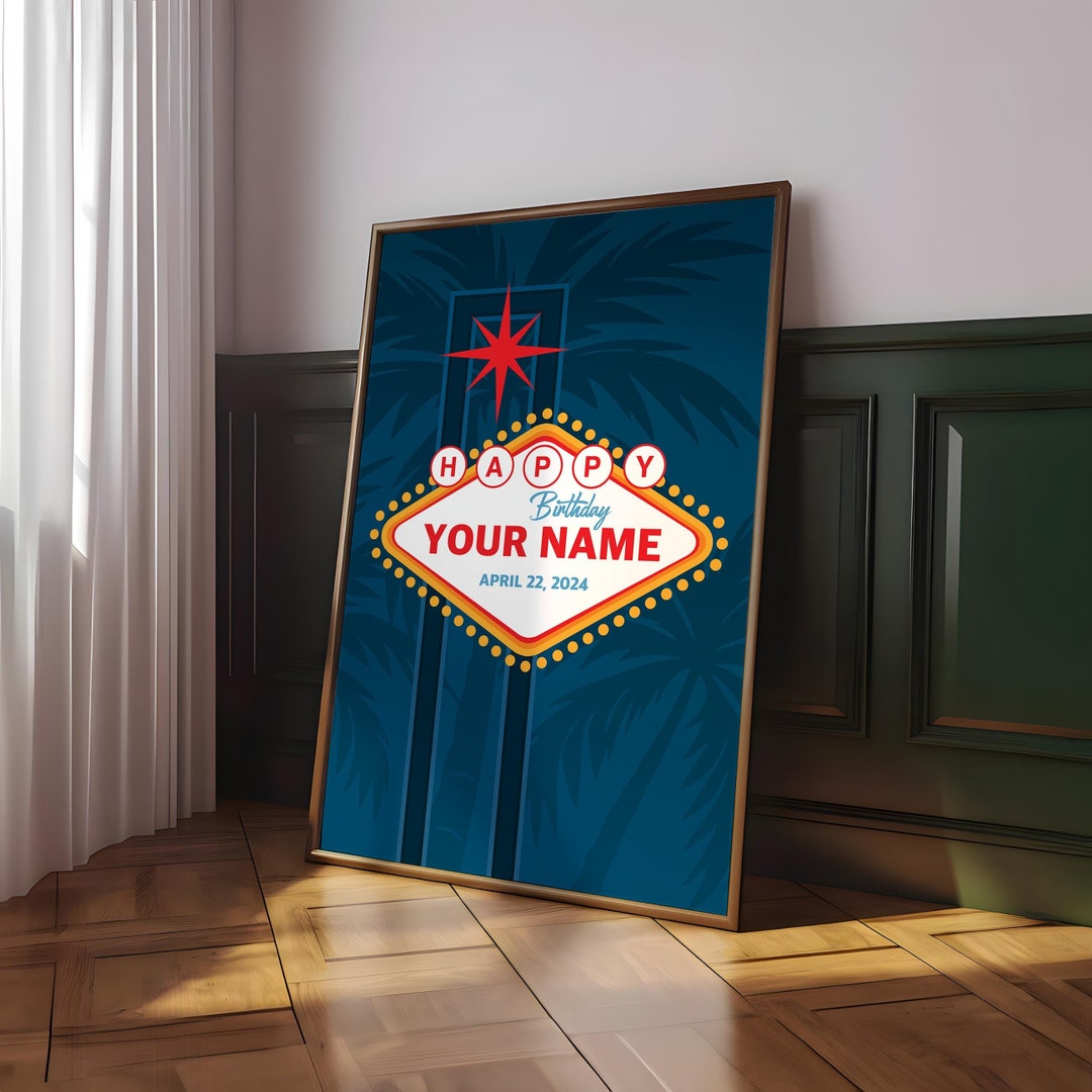 Custom Las Vegas Poster, Personalized Las Vegas Sign Print, Anniversary ...