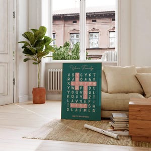 Custom Family Word Search Poster: Personalized Crossword Wall Art - Etsy