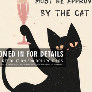 All Guests Must Be Approved by the Cat Print, Funny Black Cat Poster ...