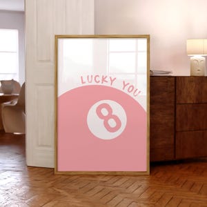 Pool Ball Print, Lucky 8 Ball Wall Art, Retro Eight Ball Poster ...
