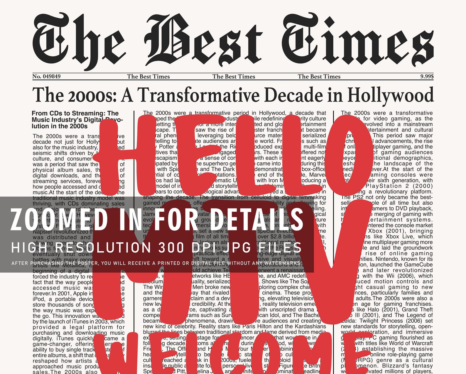 Welcome to My Crib Poster, Trendy Newspaper Print, Vintage Hello MTV ...