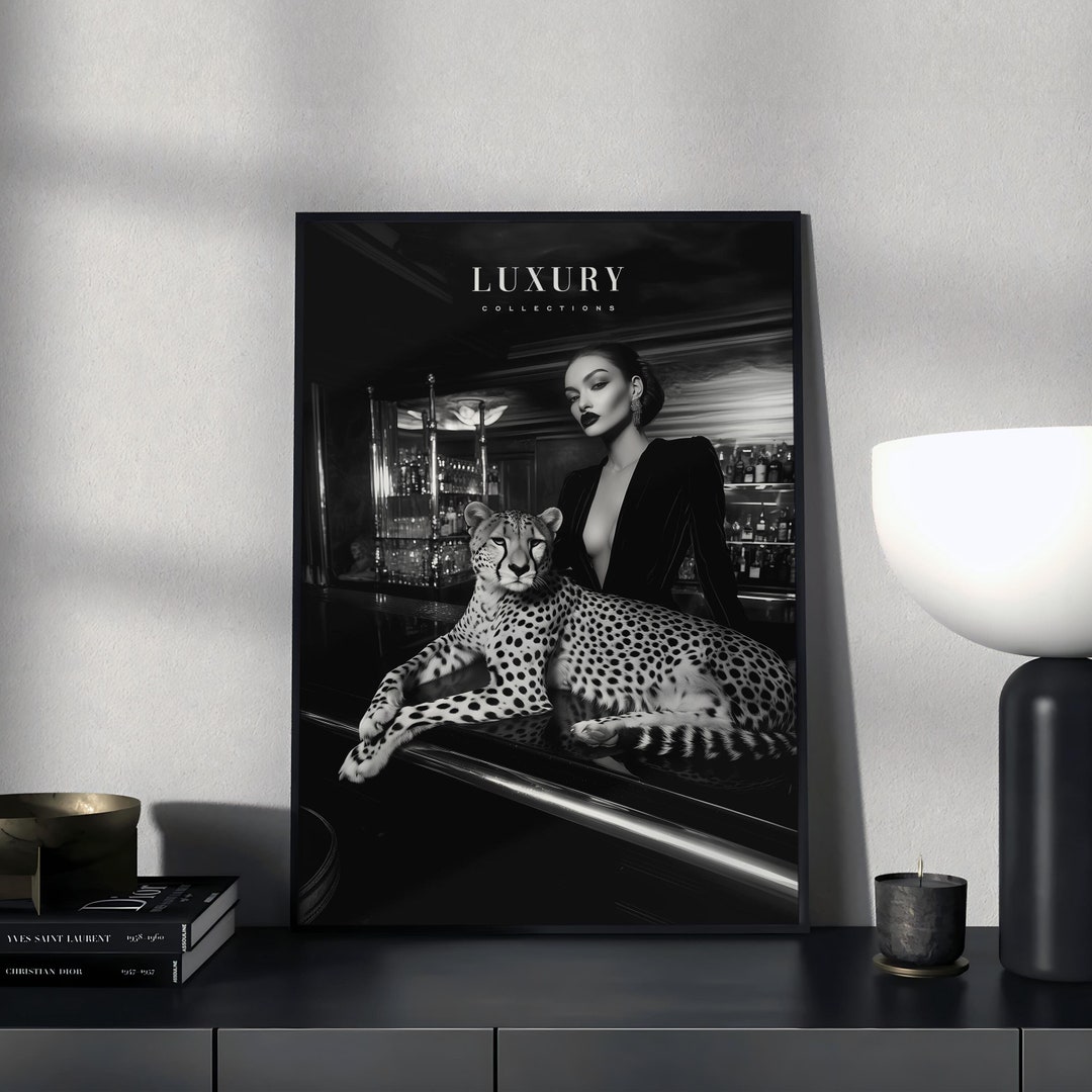 Trendy Magazine Poster, Woman With Leopard Print, Fashion Wall Art ...