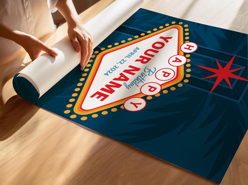 Custom Las Vegas Poster, Personalized Las Vegas Sign Print, Anniversary ...