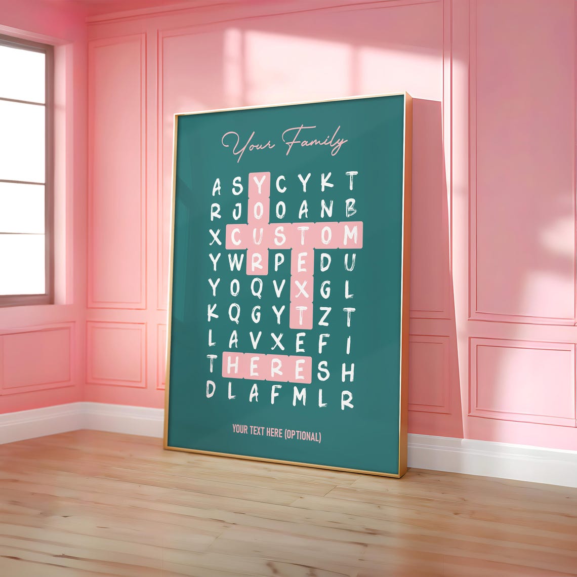 Custom Family Word Search Poster: Personalized Crossword Wall Art - Etsy