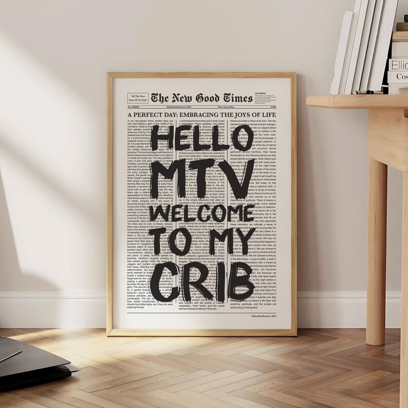 Welcome to My Crib Poster, Positive Wall Art, Trendy Newspaper Print ...