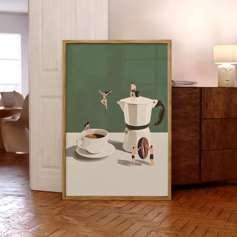 Coffee Adventures Poster, Coffee Dive Miniature Wall Art, Coffee Lovers ...