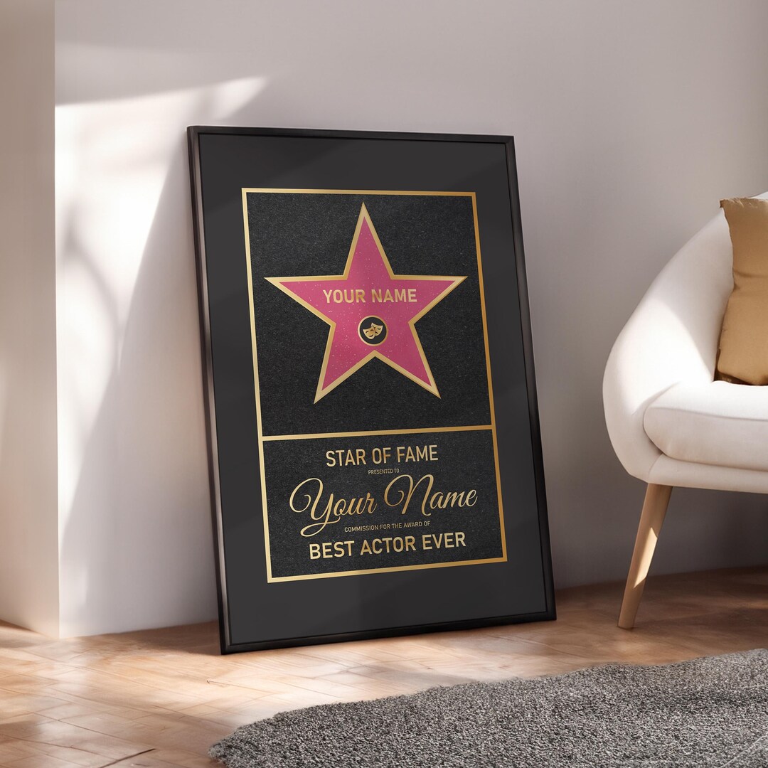 Personalized Hollywood Star Poster: Custom Walk of Fame Print - Etsy UK