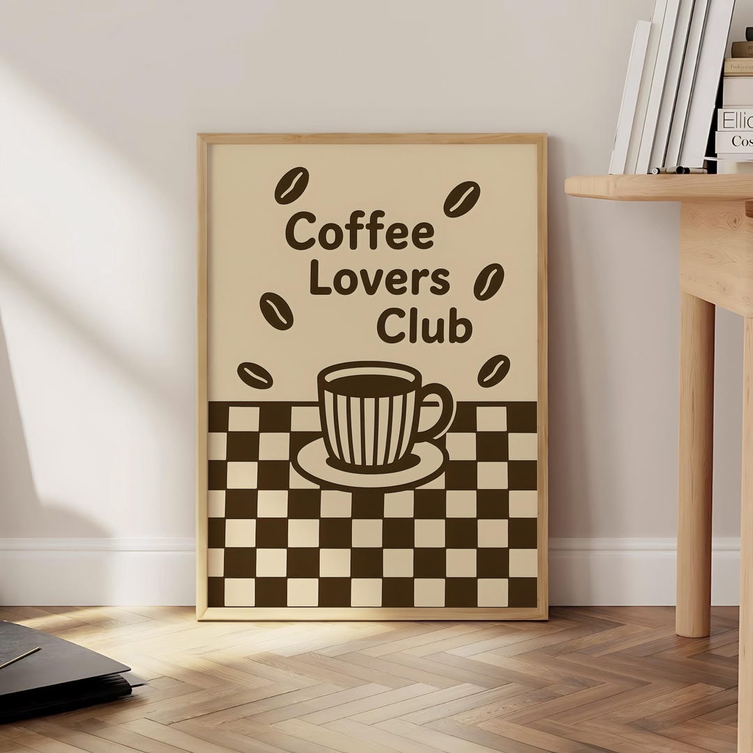 Coffee Lover Club Print, Espresso Wall Art, Trendy Kitchen Wall Art ...