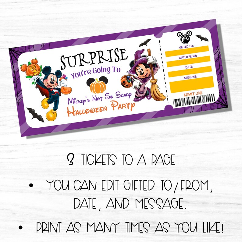 Mickeyy's Not so Scary Halloween Party Editable Reveal Ticket, MNSSHP ...
