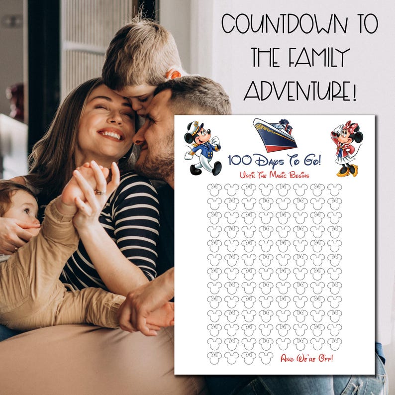 Printable DCL Cruise Countdown Calendar, Printable Family Vacation Countdown, 100 Day 30 Day ...