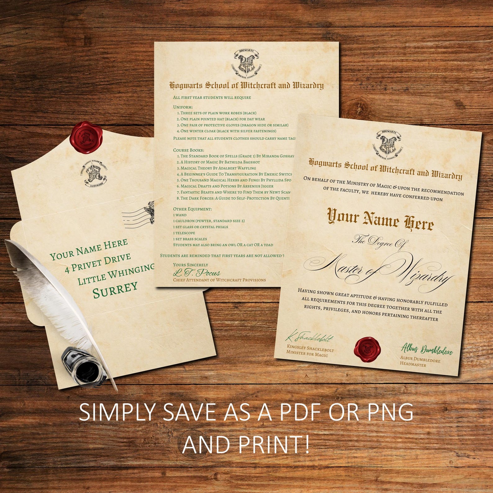 Editable Wizard School Acceptance Letter, Printable Magic School ...