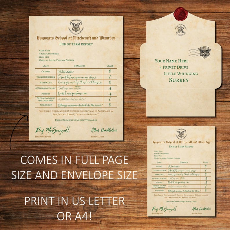 Editable Wizard School Acceptance Letter, Printable Magic School ...