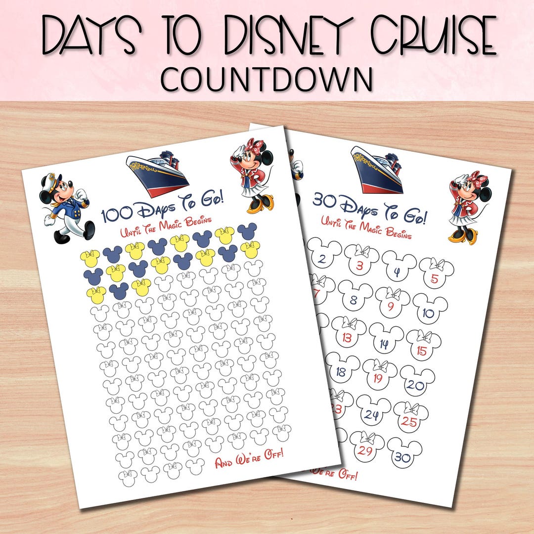 Printable DCL Cruise Countdown Calendar, Printable Family Vacation ...