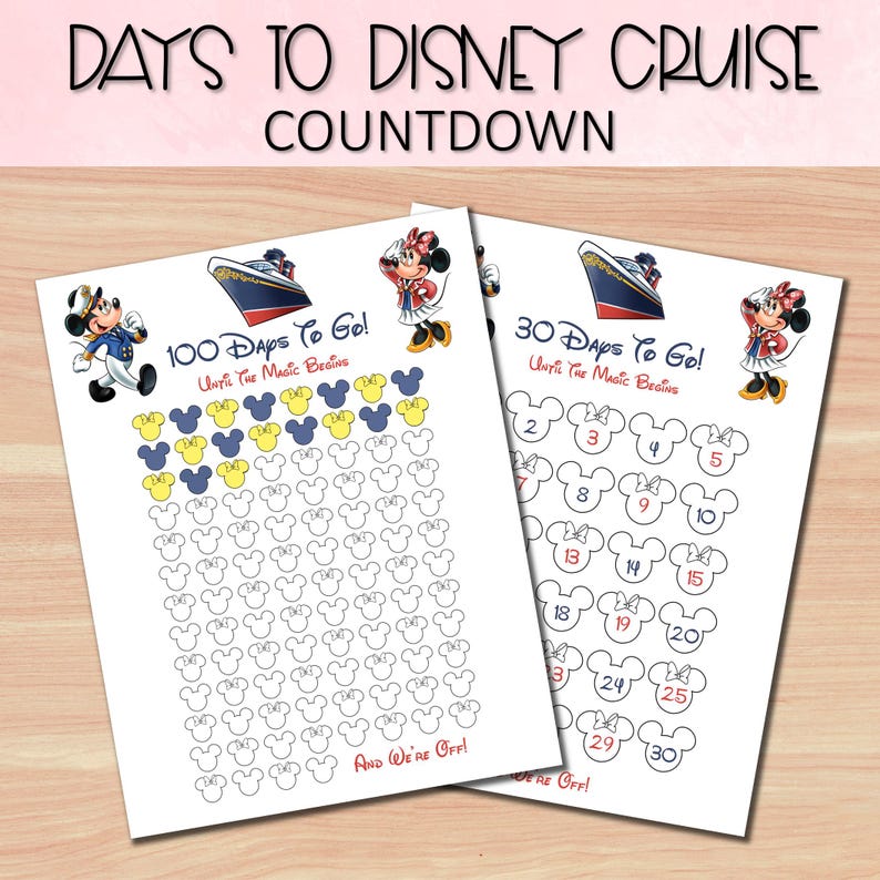 Printable DCL Cruise Countdown Calendar, Printable Family Vacation ...