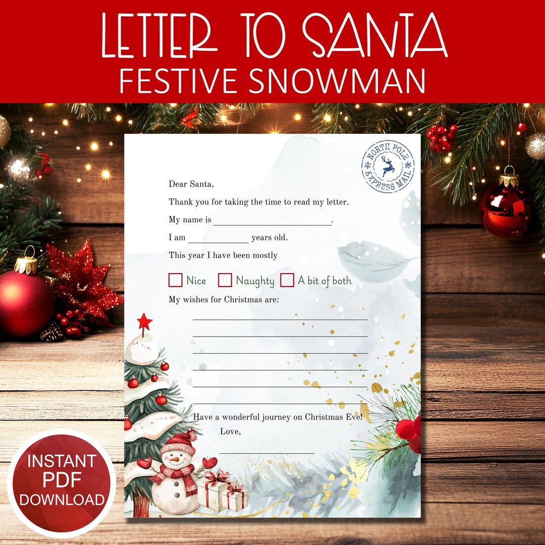 Printable Letter to Santa, Dear Santa Christmas Wish List, Santa Letter ...