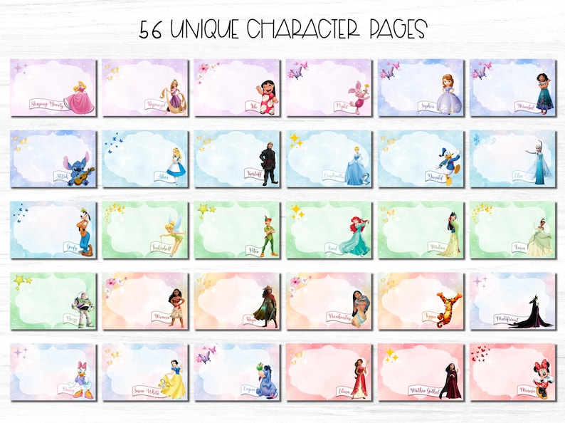 Printable Theme Park Autograph Book, Personalized Character Signatures ...