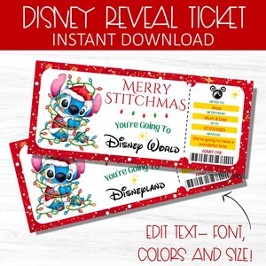 Printable Editable Stitch Theme Park Reveal Ticket, Stitch Vacation ...