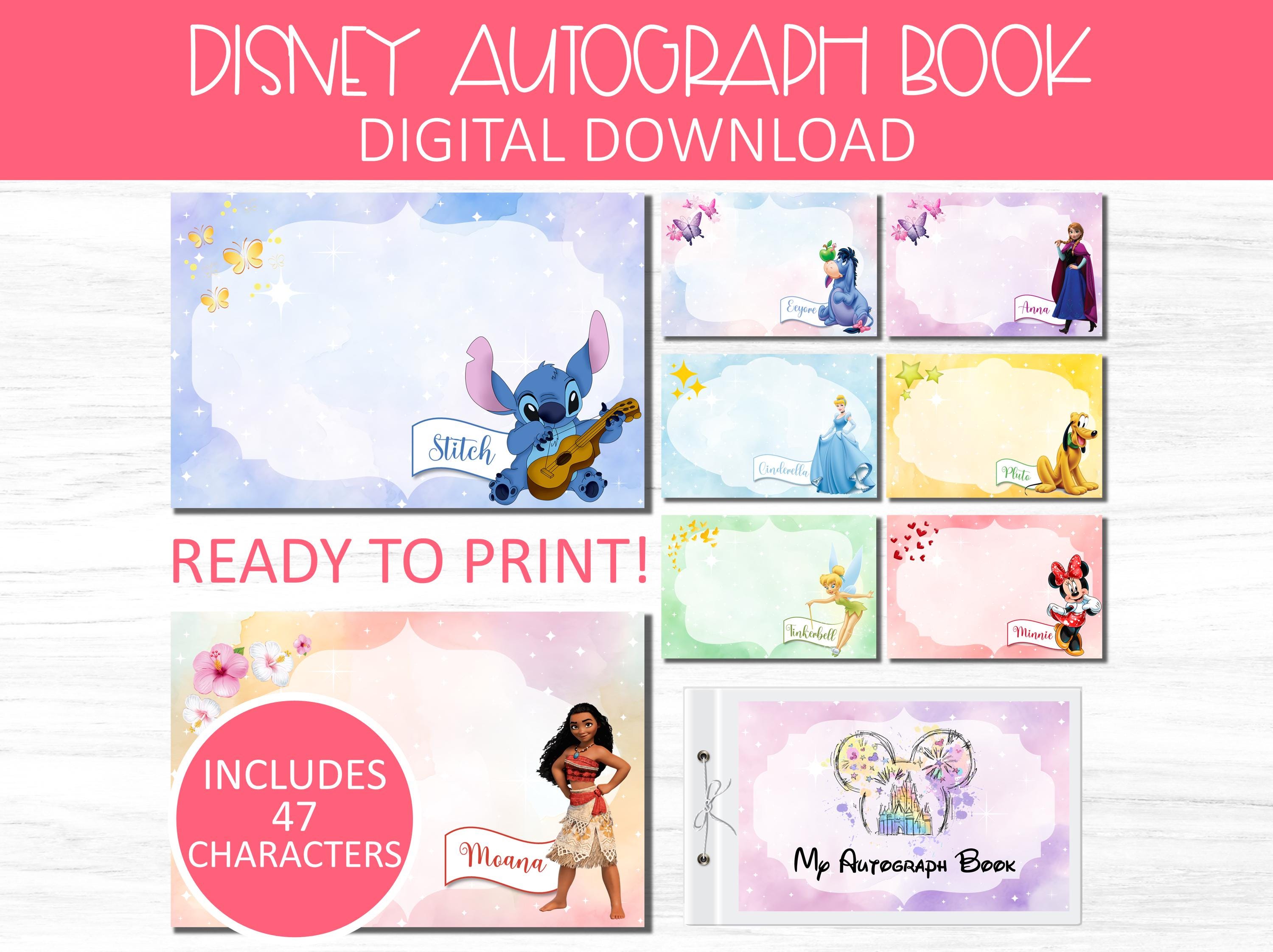 Printable Autograph Book, Theme Park Personalised Character Autograph ...