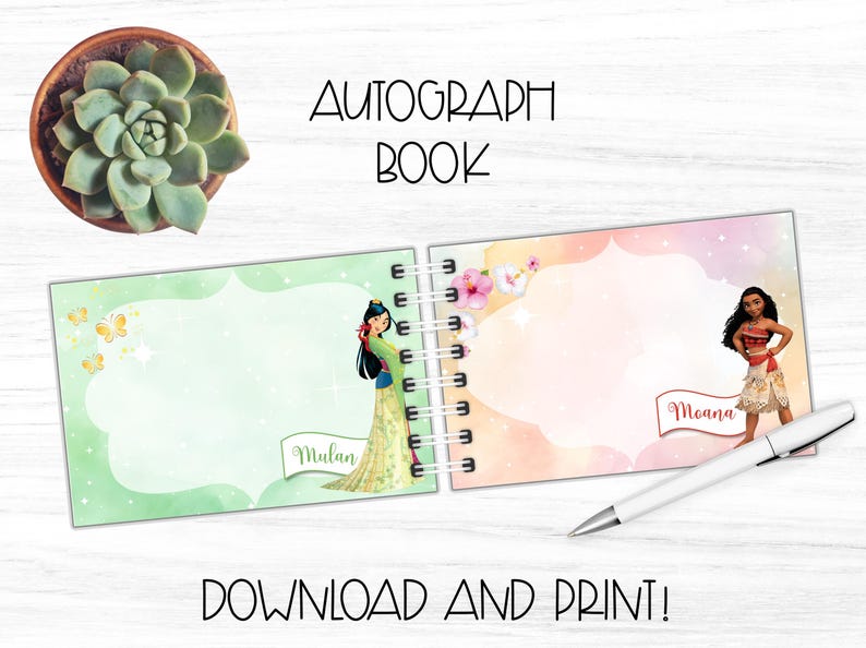 Printable Autograph Book, Theme Park Personalised Character Autograph ...