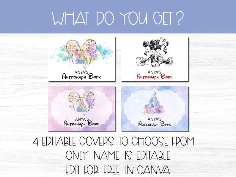 Printable Theme Park Autograph Book, Personalized Character Signatures ...
