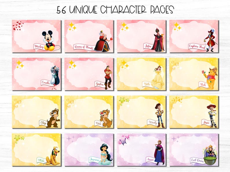 Printable Theme Park Autograph Book, Personalized Character Signatures ...