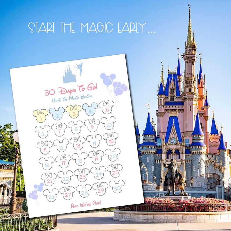 Holiday Countdown Calendar, Printable Family Vacation Countdown, Theme ...