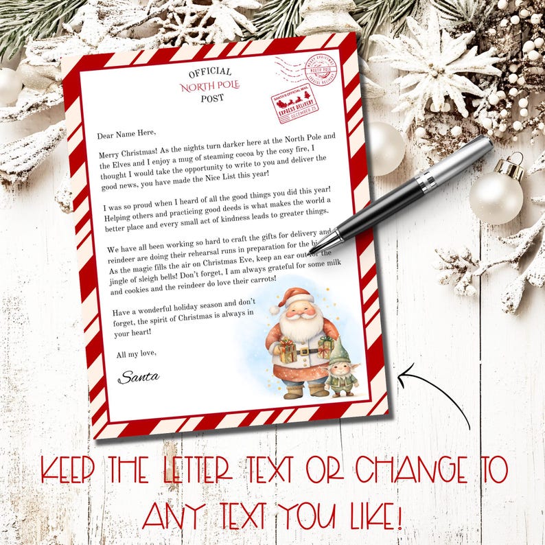 Letter From Santa. Printable Santa Letter, Christmas Letter, Christmas ...