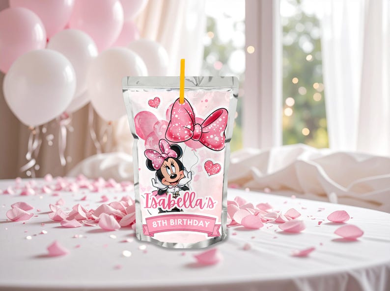 Personalized Minnie Mouse Pink Capri Sun Label, Printable Minnie Mouse ...