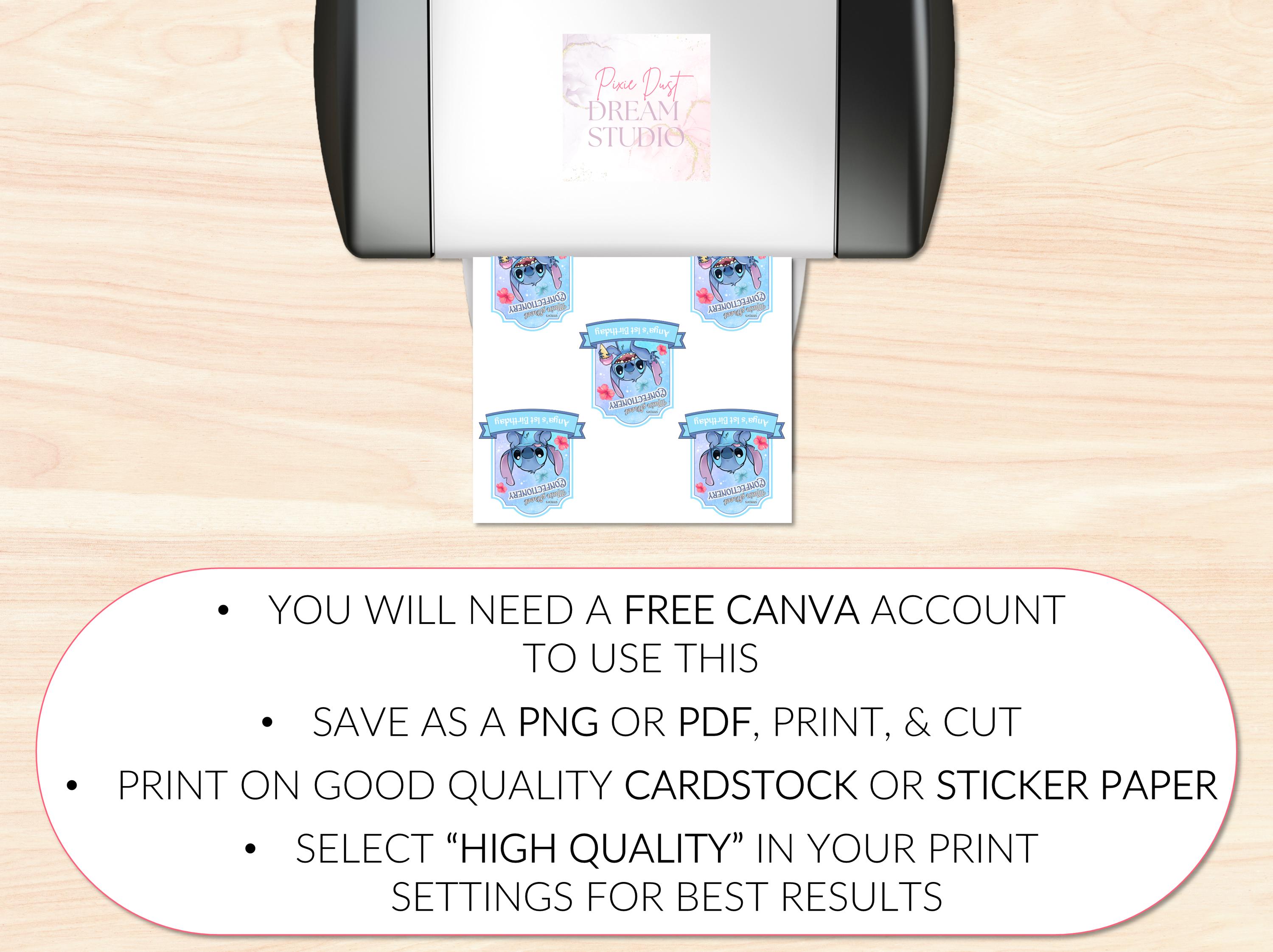 Printable Stitch Cotton Candy Label, Stitch Birthday Party Favor, Main ...