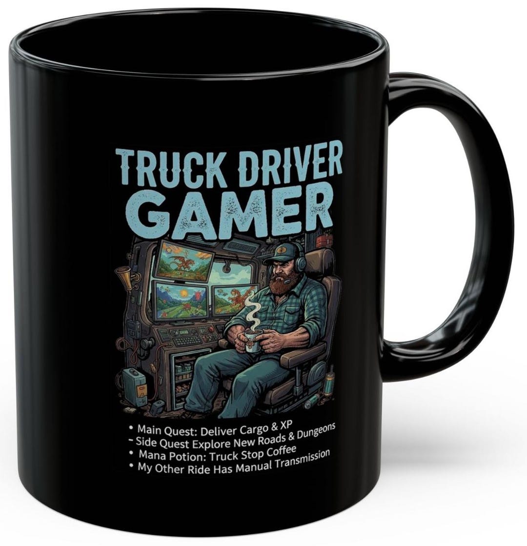 Funny Truck Driver Mug - Trucker Gift for Gamer Coworker - Road Humor ...