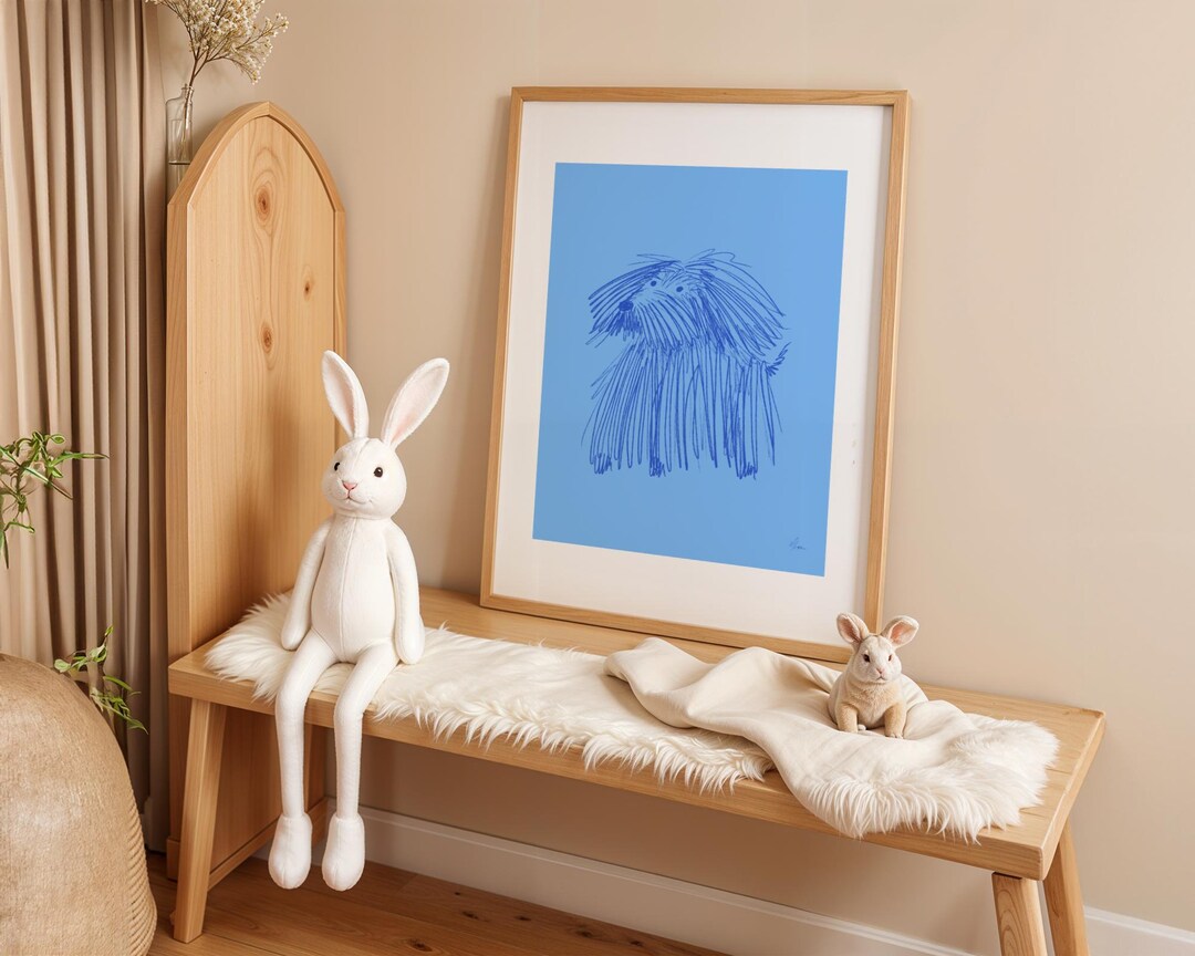 Expressionistic Scruffy Blue Dog Poster | Abstract Modern Dog ...