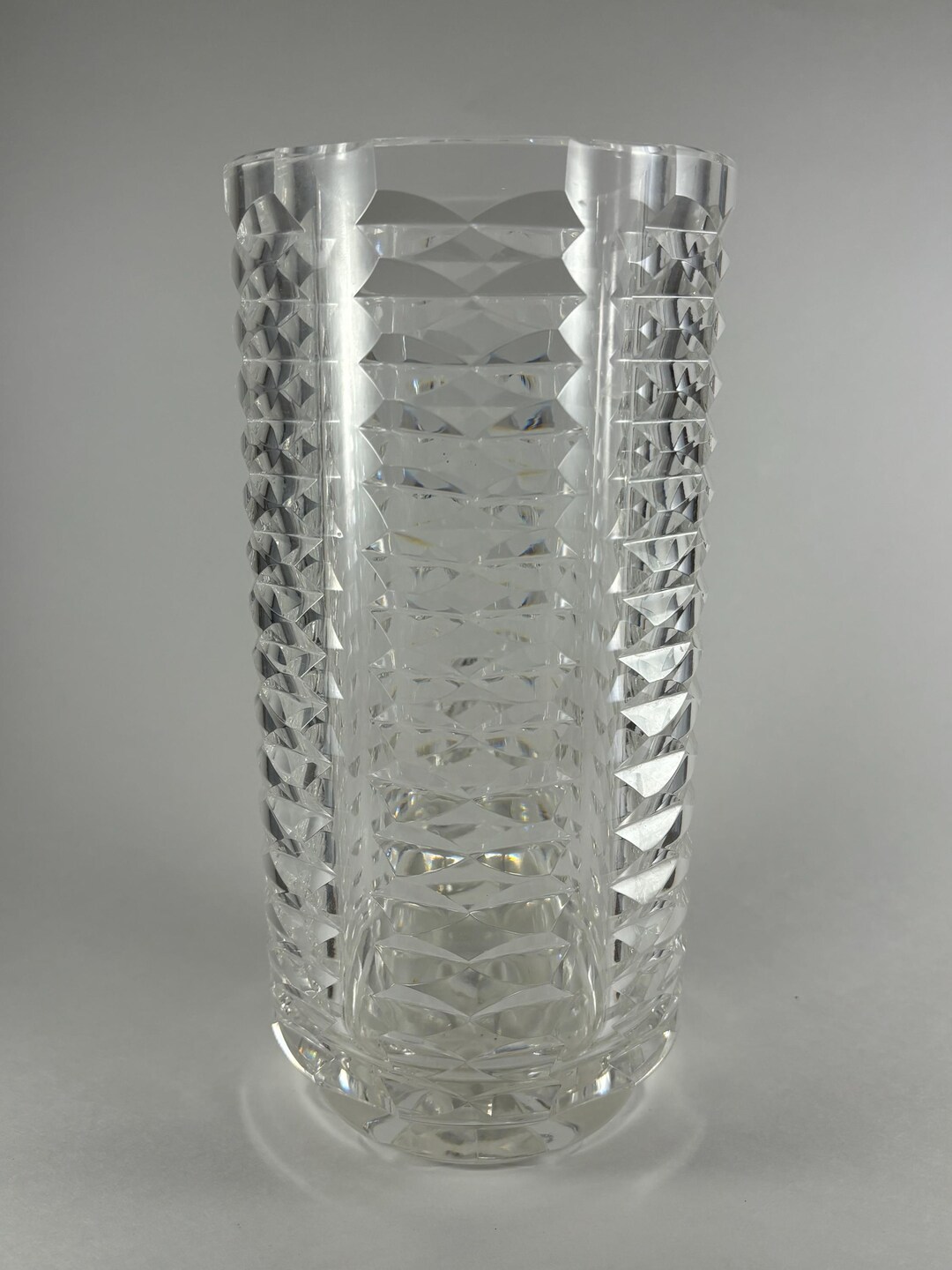 1980s Waterford Crystal 10 Horizontal Cut Fluted Cylinder Flower Vase ...
