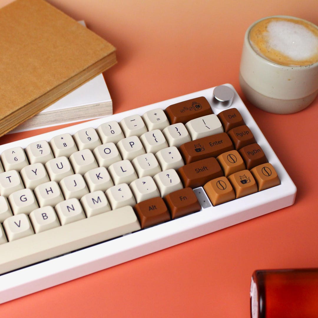 65% Mechanical Keyboard - GMK67 Brown Coffee Cat Keycaps Custom ...