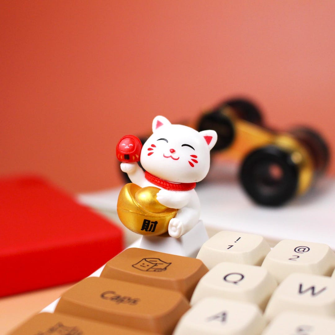 Lucky Cat Keycap: Handmade PBT Artisan Maneki Neko Keyboard Keycap - Etsy