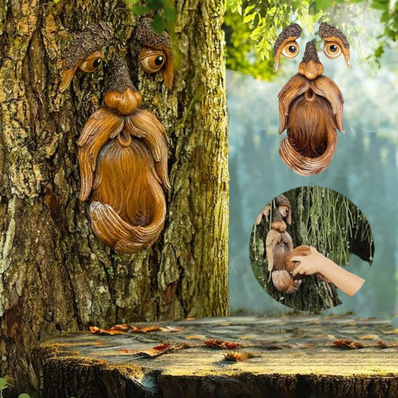 Tree Faces Garden Decor, Tree Face Bird Feeder, Tree Decorations ...