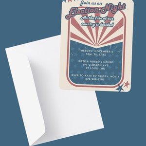 Election Night Party Invitation Canva Template, 5x7, Retro Patriotic ...