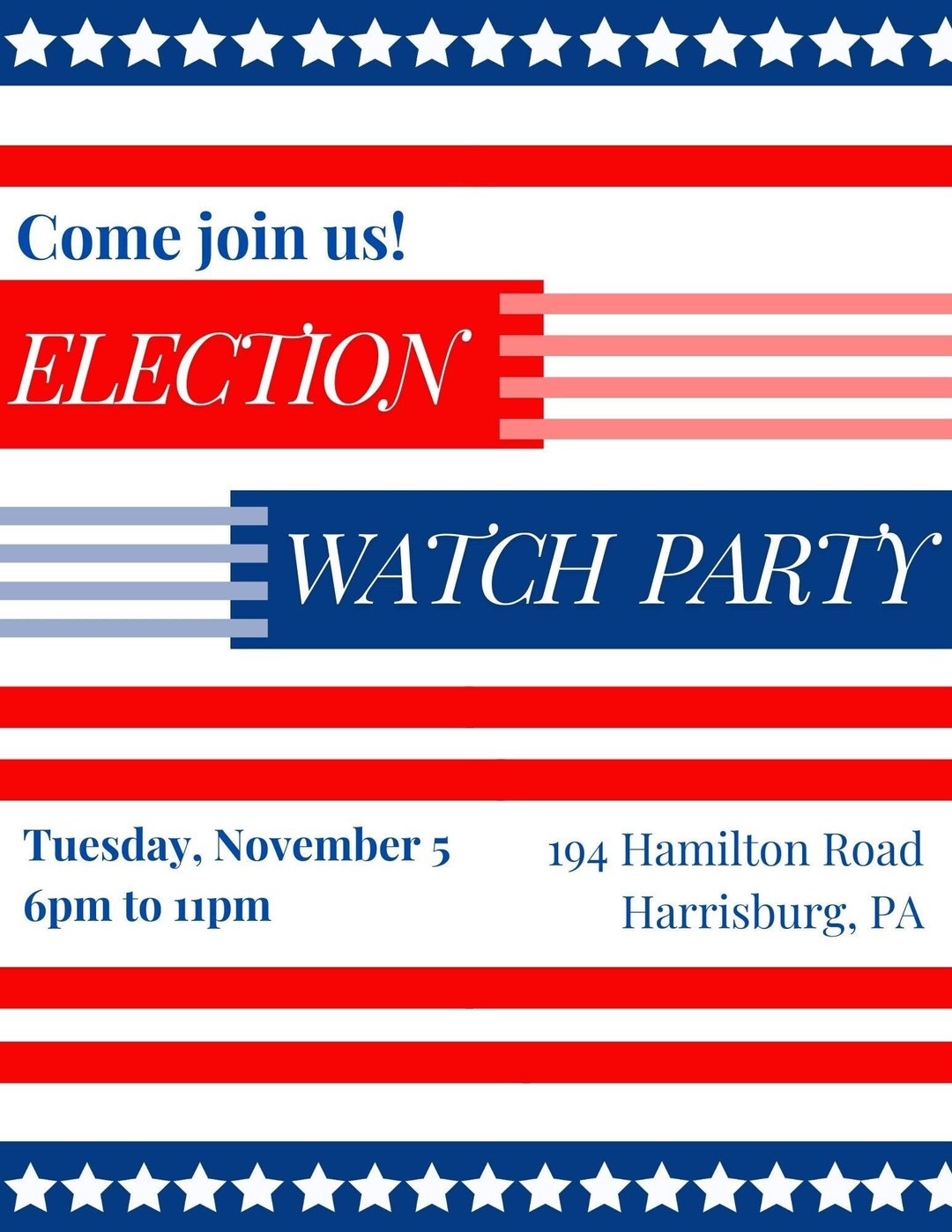Election Watch Party Invitation Canva Template - Etsy
