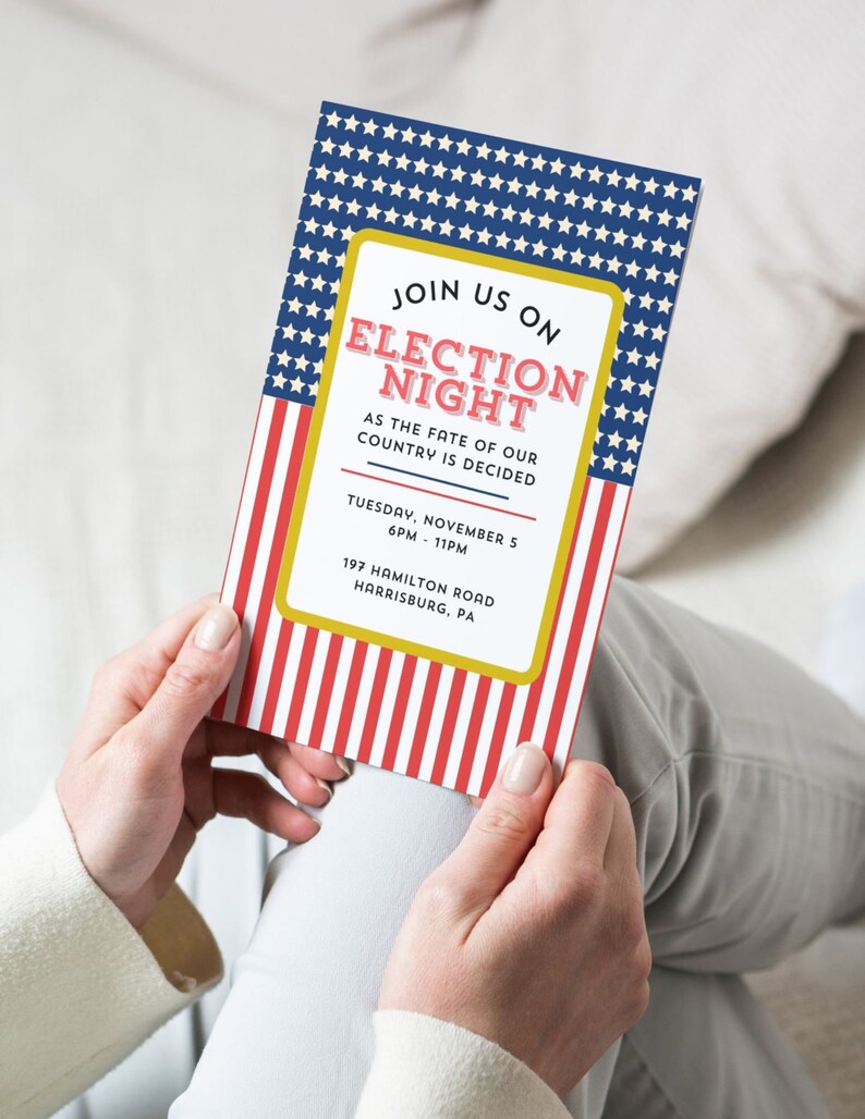 Election Night Watch Party Invitation Canva Template, Patriotic Flyer ...