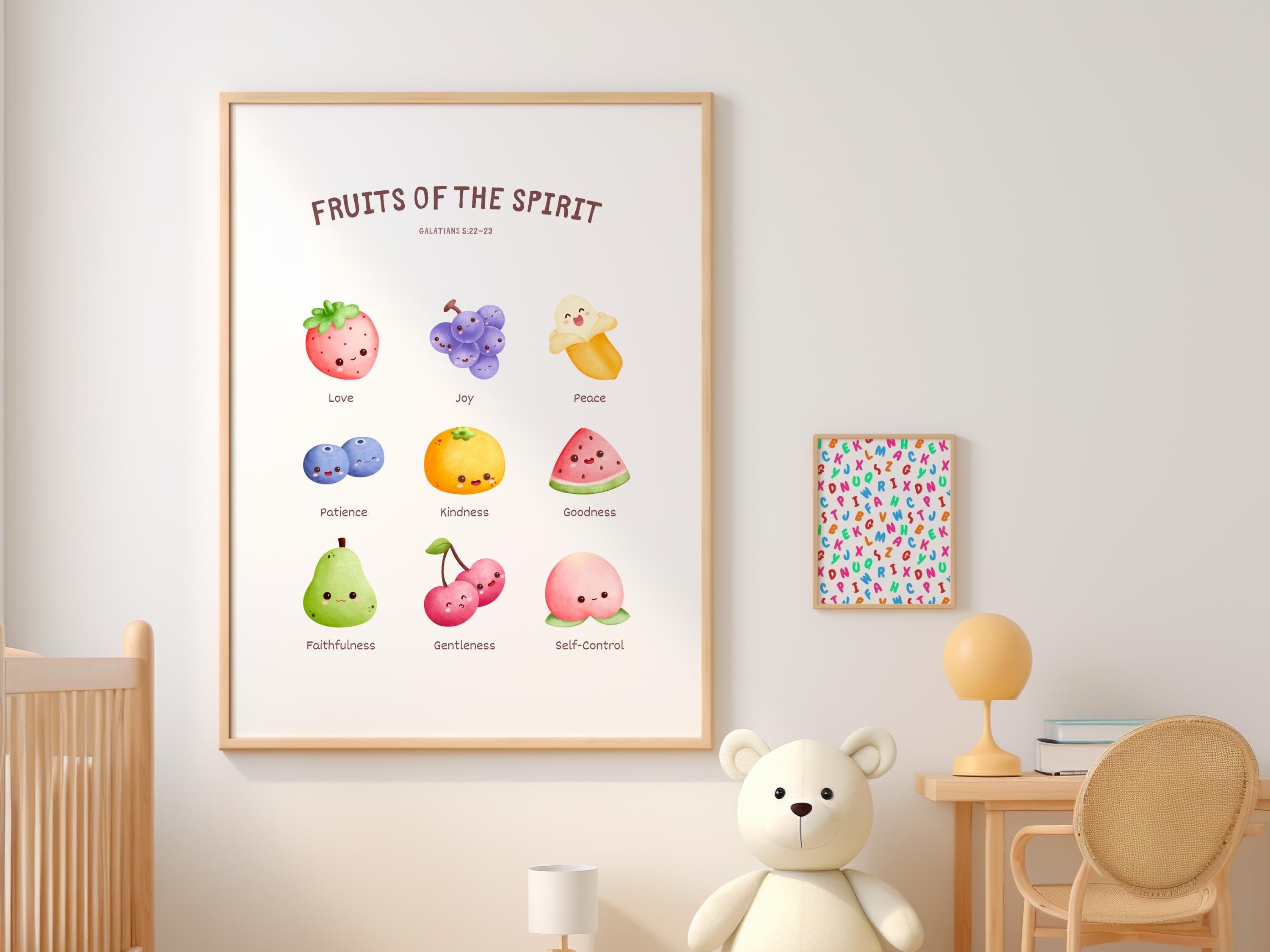 Fruits of the Spirit Kids Bible Verse Printable Wall Art Decor for ...