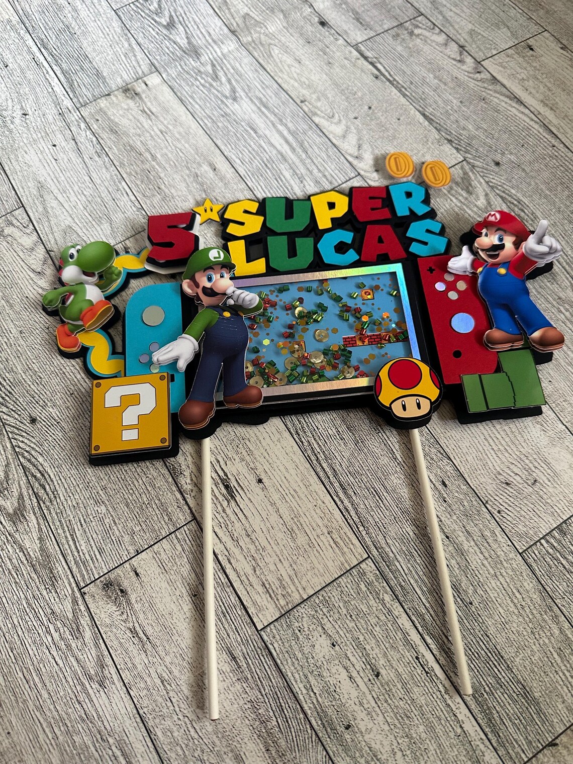 Super Mario Bros Nintendo Inspired Personalized Cake Topper Party ...