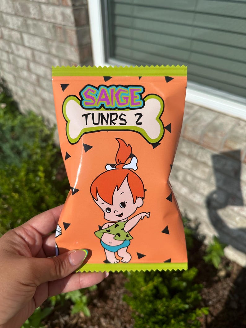 Pebbles the Flintstone Inspired Personalized Party Chip Bag - Etsy