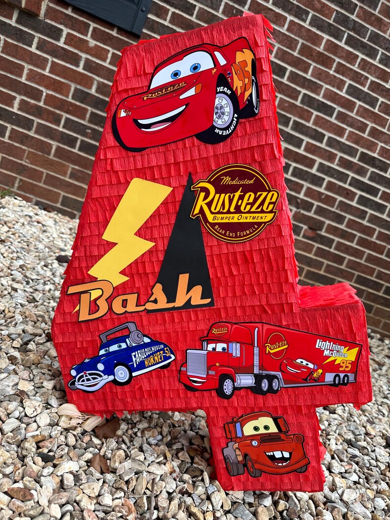 Lightning Mc Queen Cars Number Inspired Personalized Piñata - Etsy