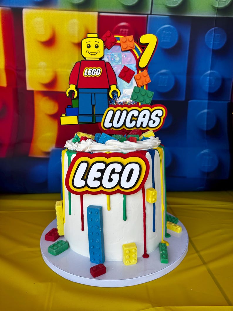 Bricks Inspired Personalized Cake Topper Party Decoration - Etsy