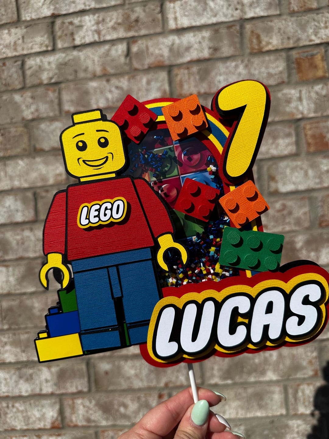 Bricks Inspired Personalized Cake Topper Party Decoration - Etsy